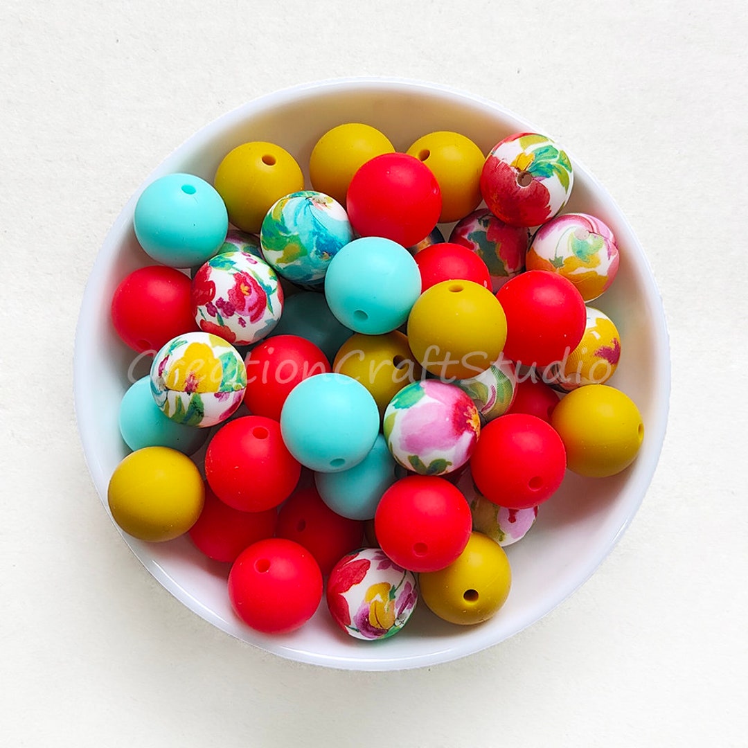 New Print Beads, Mixed Color, 12/15mm Round Silicone Beads, Wholesale ...