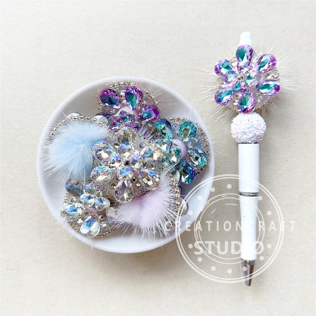 Flower Rhinestone Bling Fancy Rotatable Beads, Crystal Gem Fluffy Focal ...