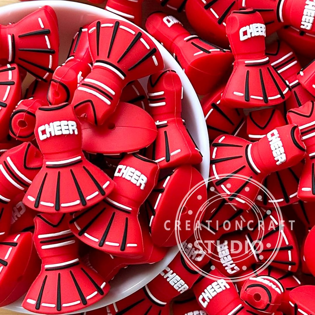 3D Red Cheer Dress Focal Beads,diy Craft Beaded Pen Gift,loose Silicone ...
