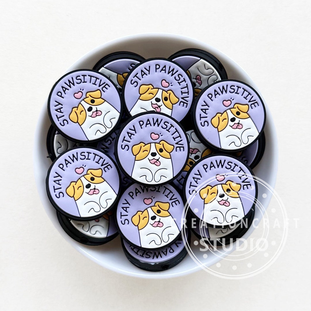 Stay Pawsitive Silicone Focal Beads, Dog Beads - Etsy