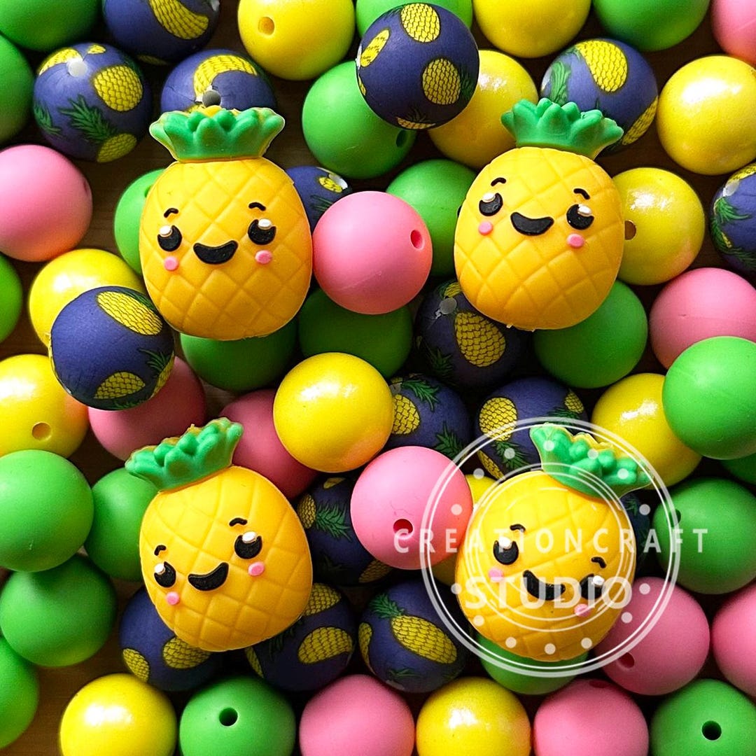 Pineapple Assorted Loose Beads,15mm Silicone Beads Mix,jewelry Beads ...