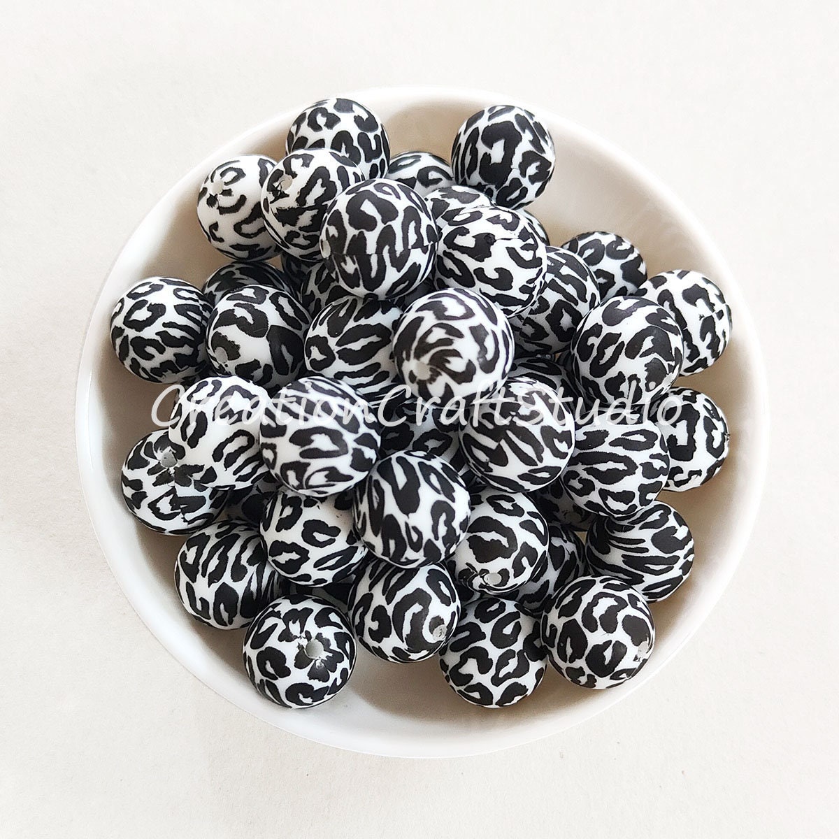 Black Leopard Print Beads Pearl Beads 12/15mm Round Silicone - Etsy