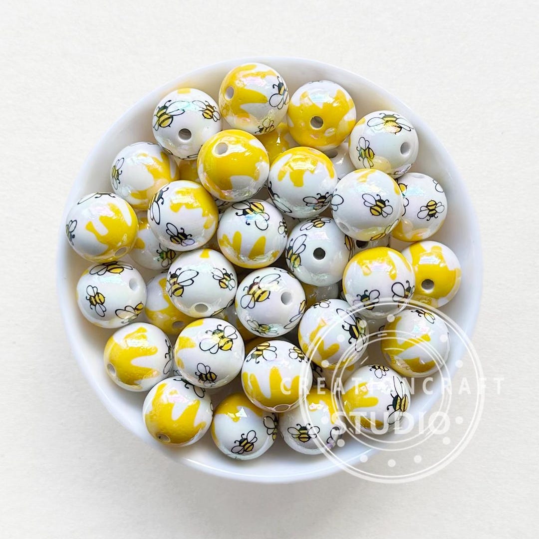 16mm Honey Bee Acrylic Beads,acrylic Ball,round Beads,loose Beads,space ...