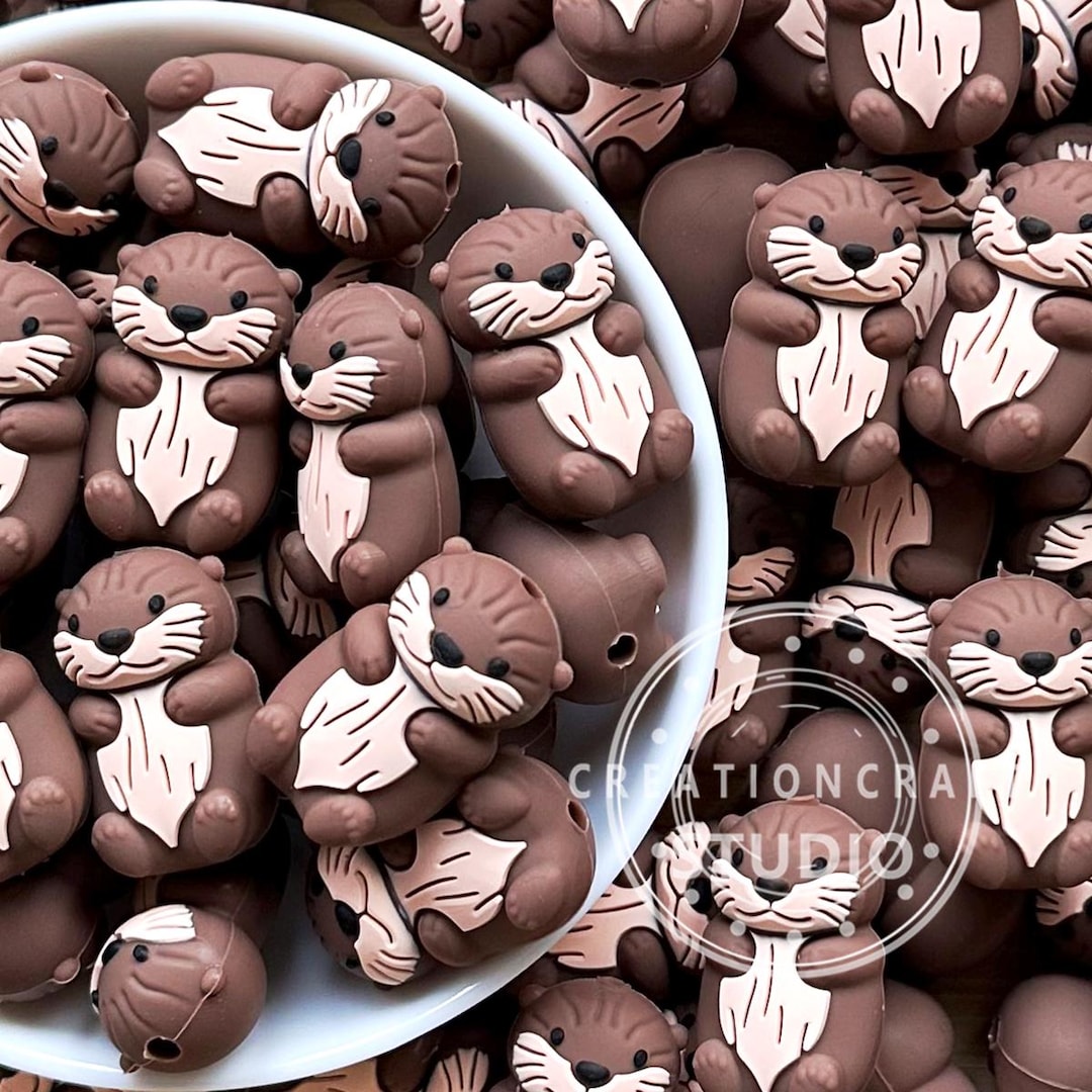 Animal Silicone Beads,3d Otter Beads,cute Otter Silicone Beads,focal ...