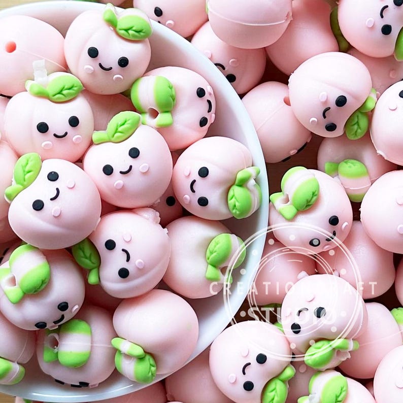 3D Cartoon Peach Focal Beads,diy Pen,wholesale Shape Silicone Beads - Etsy