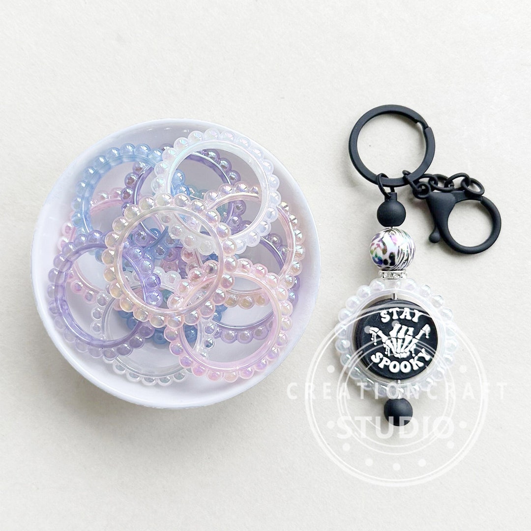 43mm Round Acrylic Focal Frame for Keychain, UV Circle Loop With 2 Hole ...