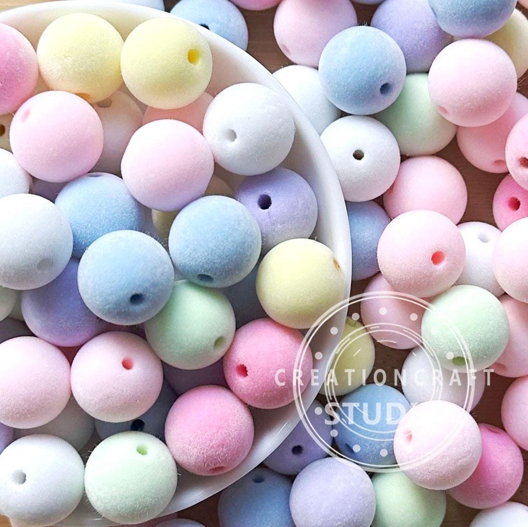 16mm Flocked Assorted Color Acrylic Beads,loose Round Gumball Beads - Etsy