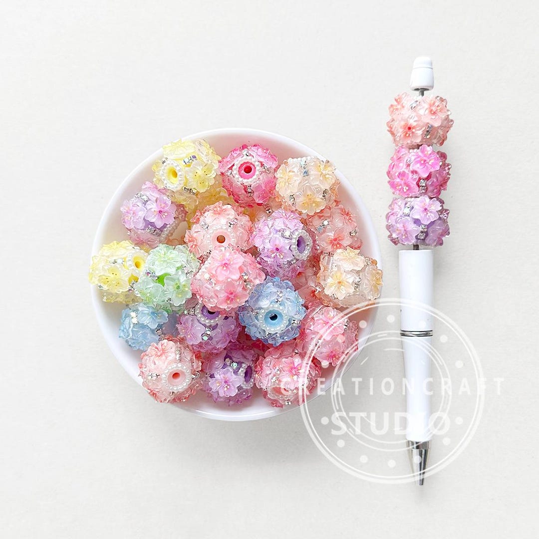 Rhinestone Flower Fancy Beads,assorted Sparkle Acrylic Beads,floral ...