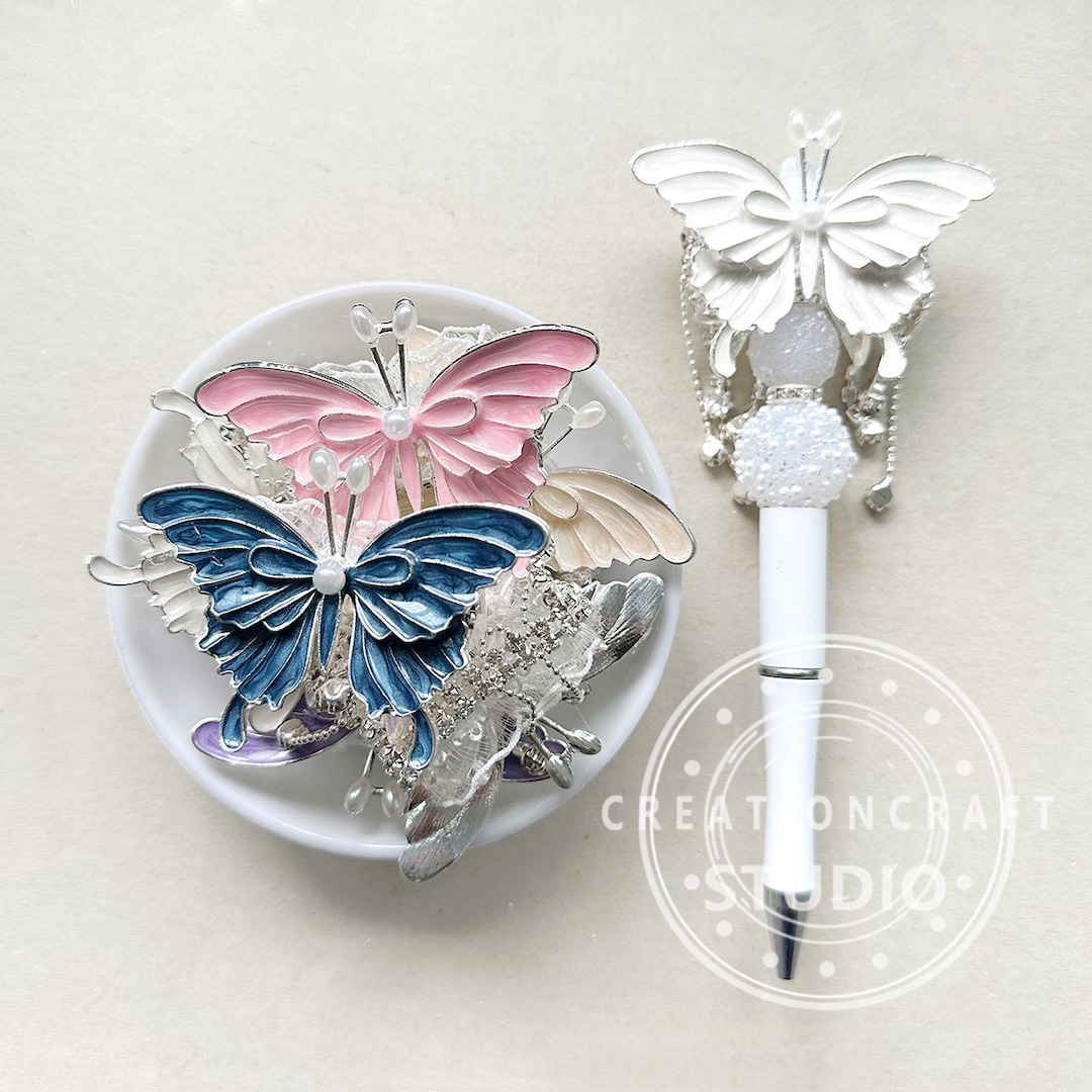 Large Butterfly Enamel Fancy Beads, Rhinestone Tassels Butterfly Beads ...