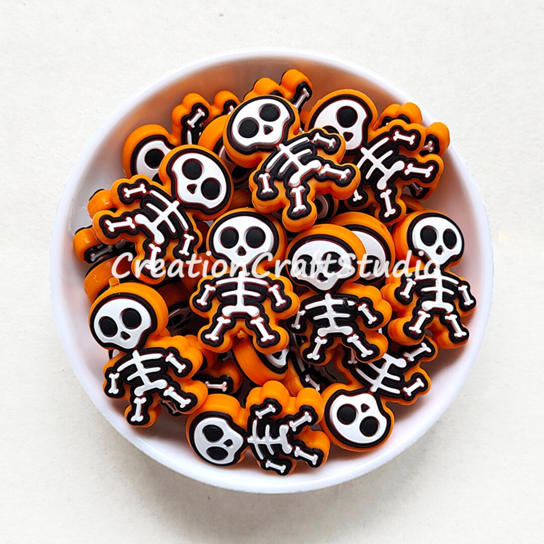 Wholesale Beads, Orange Skeleton Halloween Beads, Bulk 1 - 50pcs ...