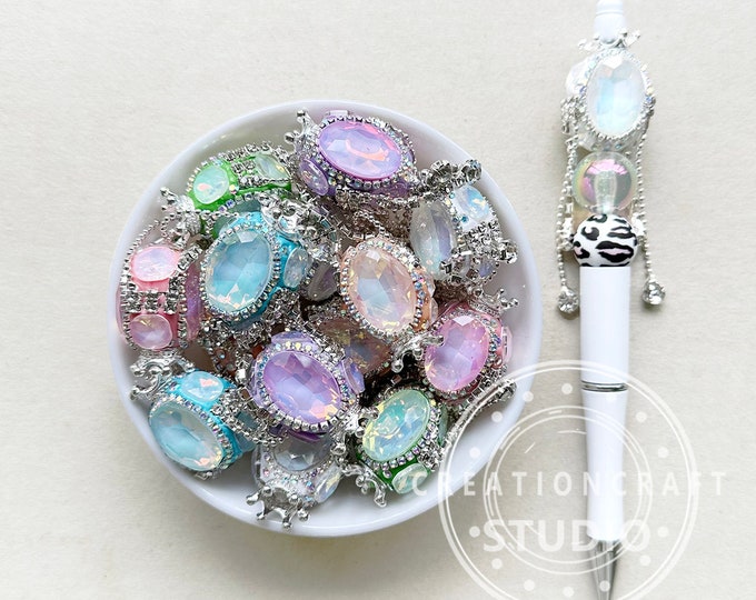 Crown Oval Cut Gem Fancy Beads, Rhinestone Tassels Polymer Clay Beads ...