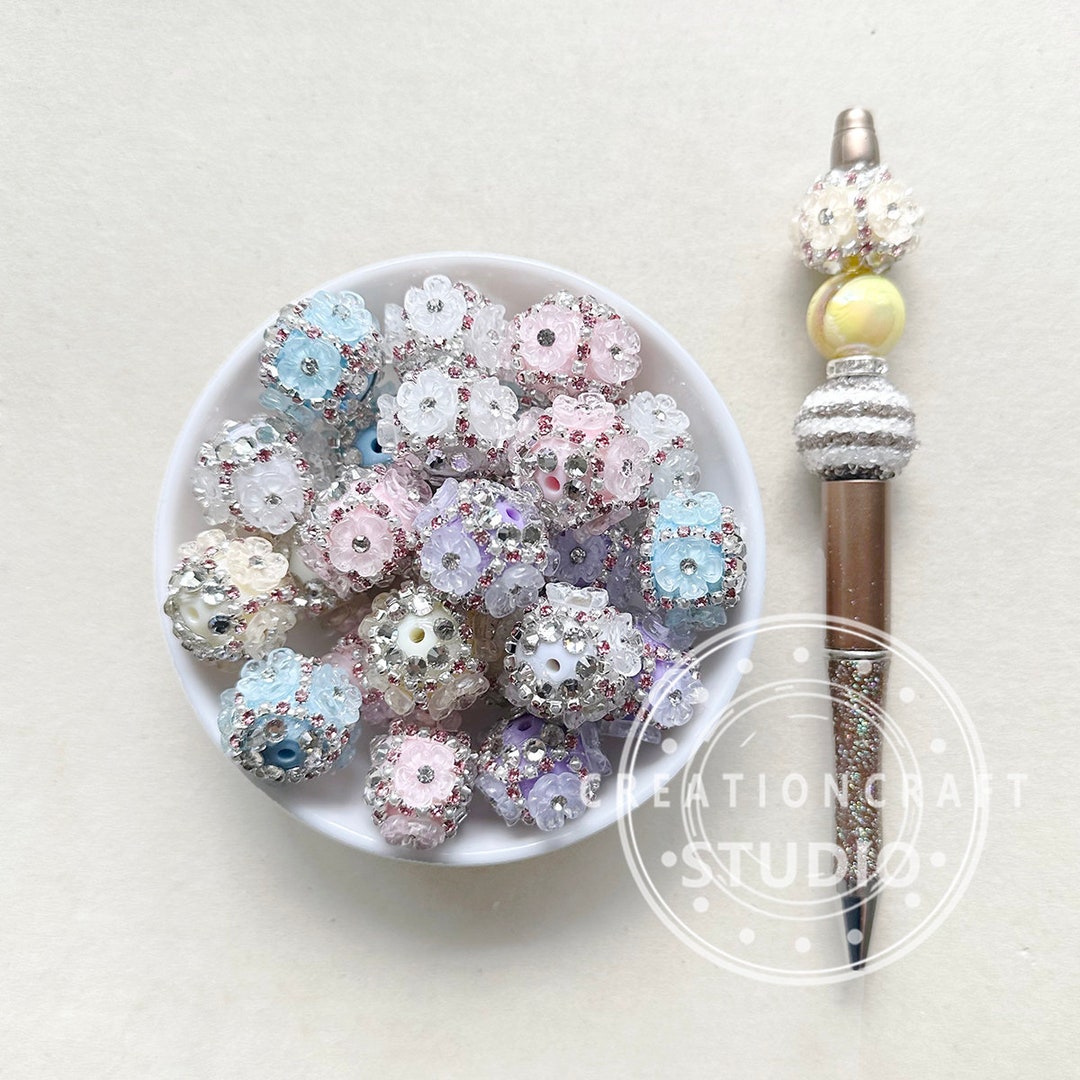 Bling Rhinestone Flower Fancy Beads, Sparkling Acrylic Beads,fancy ...