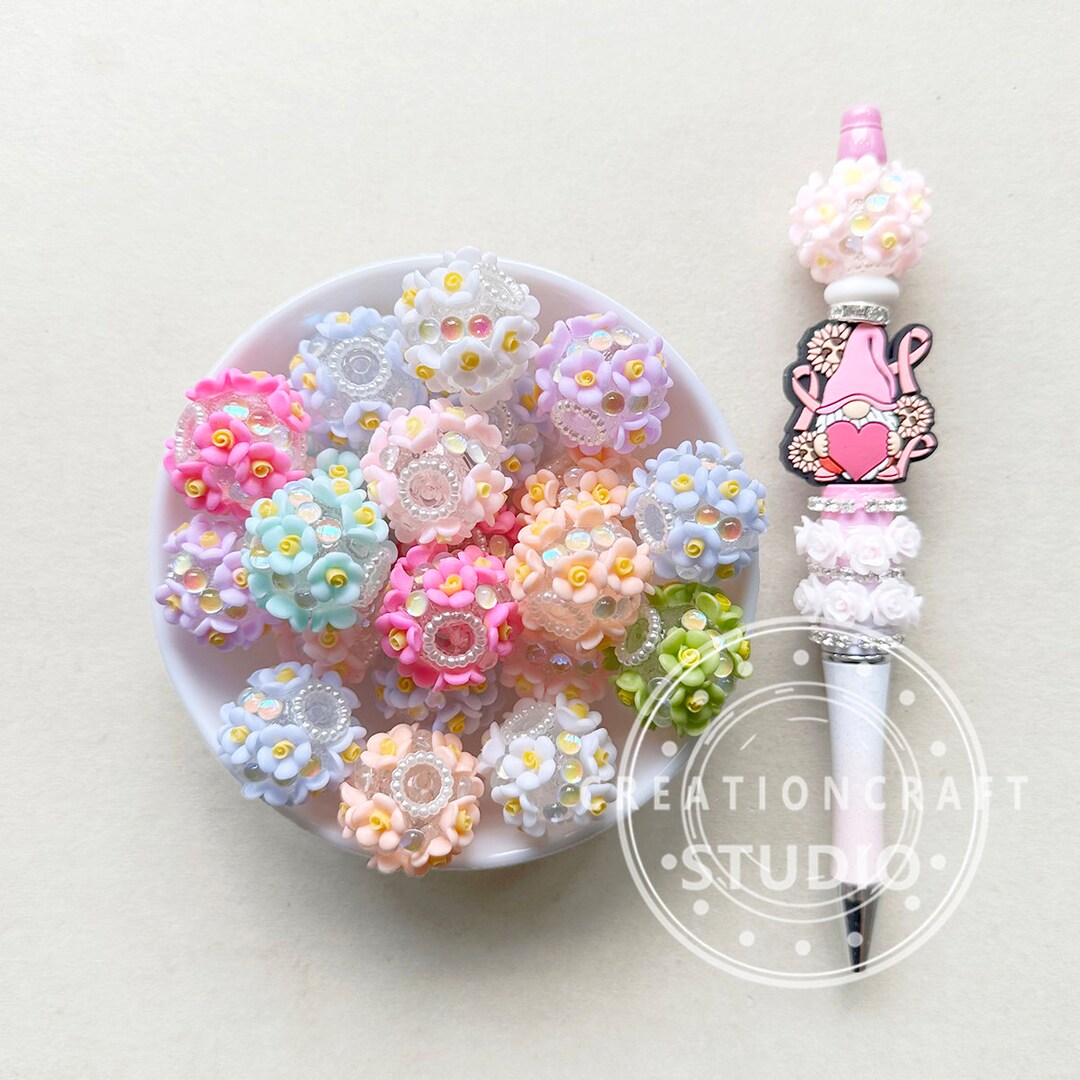 Chunky Flower Ball, 20mm Flower Fancy Beads, Floral Ball Beads, Mix ...