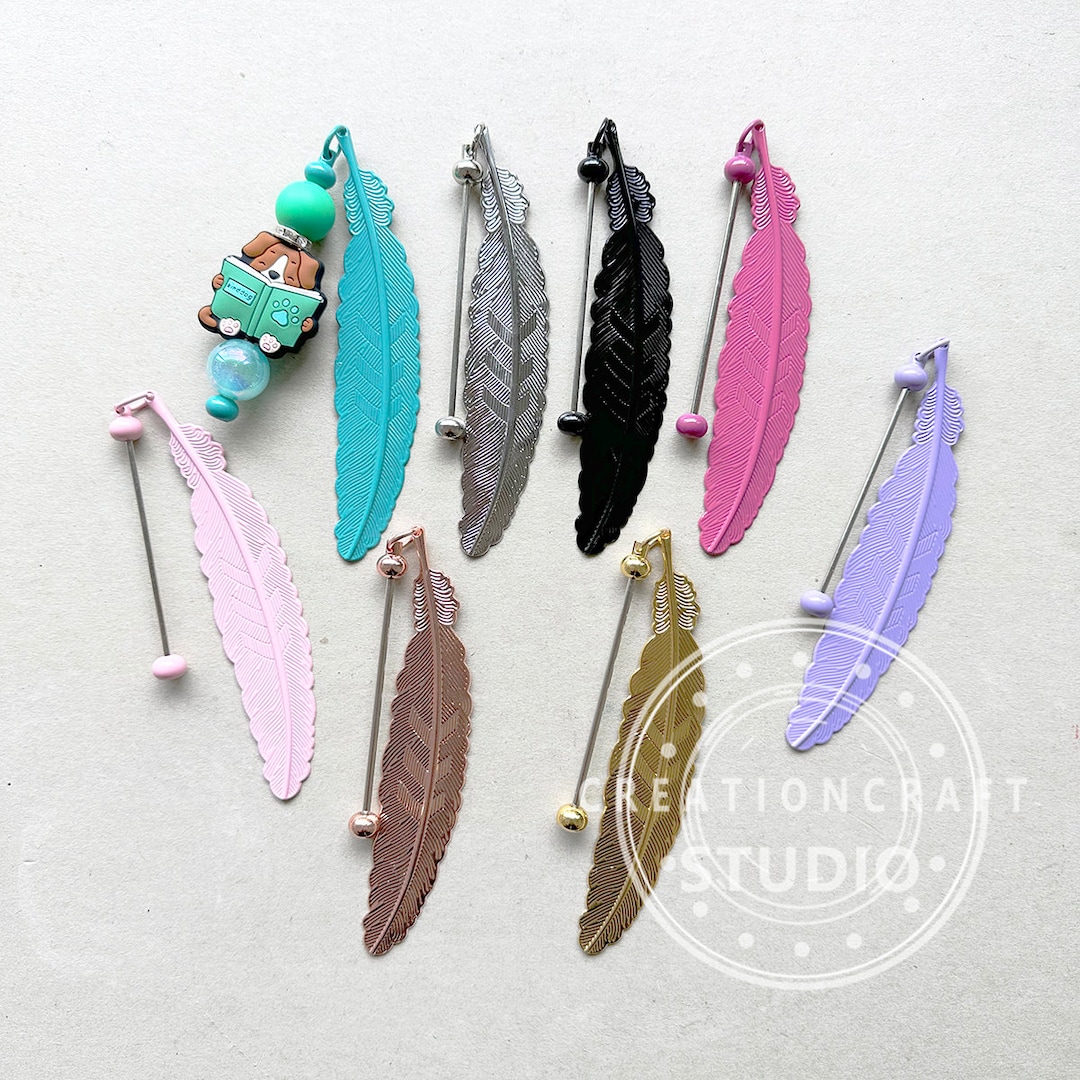 Beadable Feather Bookmarks DIY, Bookmark Blank, Metal Bookmark - Etsy