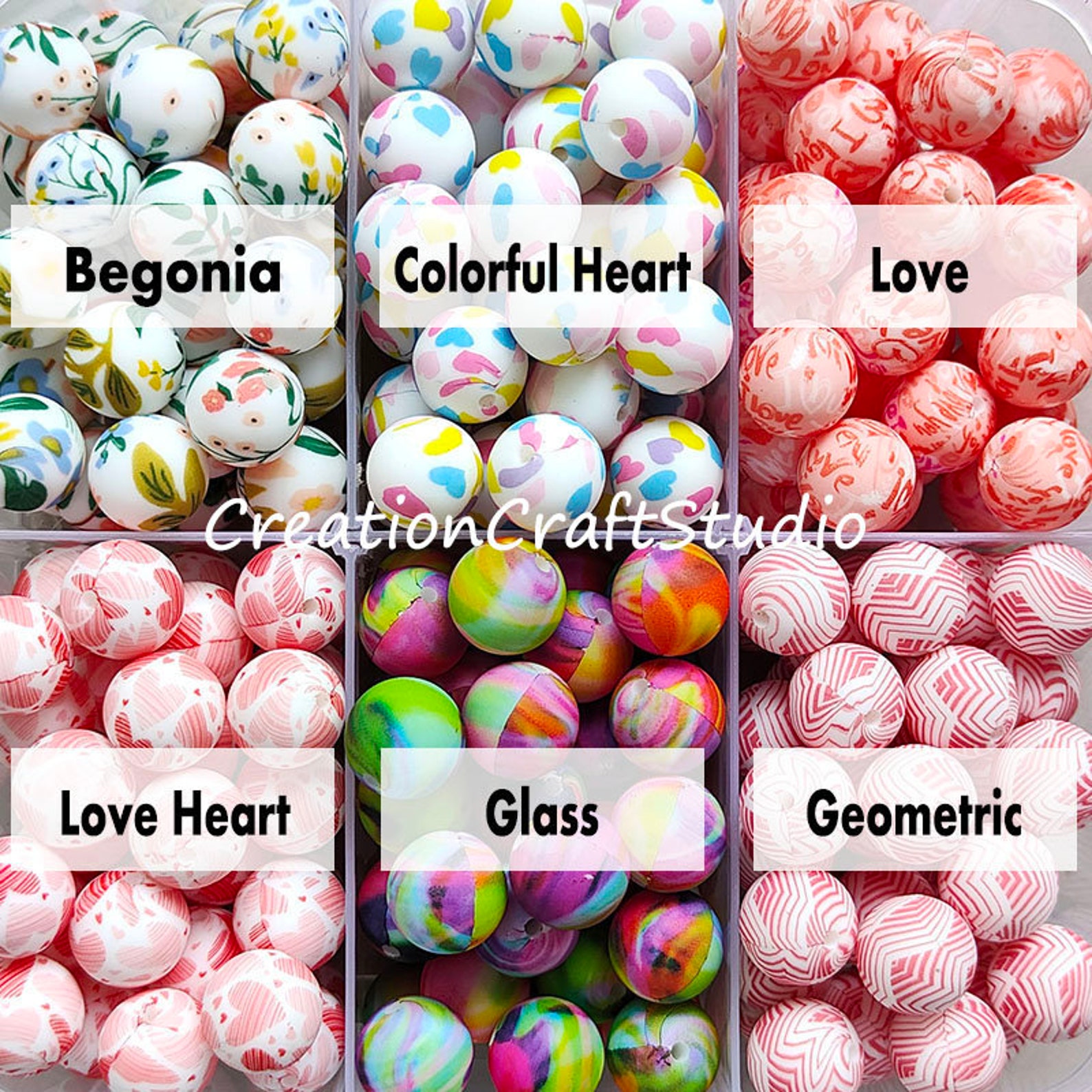 Bulk Round 12/15mm Silicone Beads, Print Silicone Beads, Silicone Loose ...