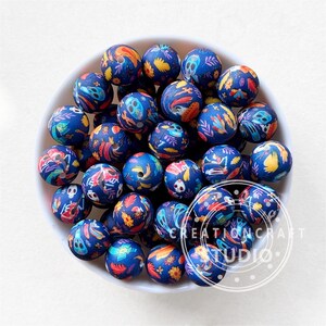 Daisy Beads, Flower Print Beads, Western Aztec Round Beads, 15mm ...