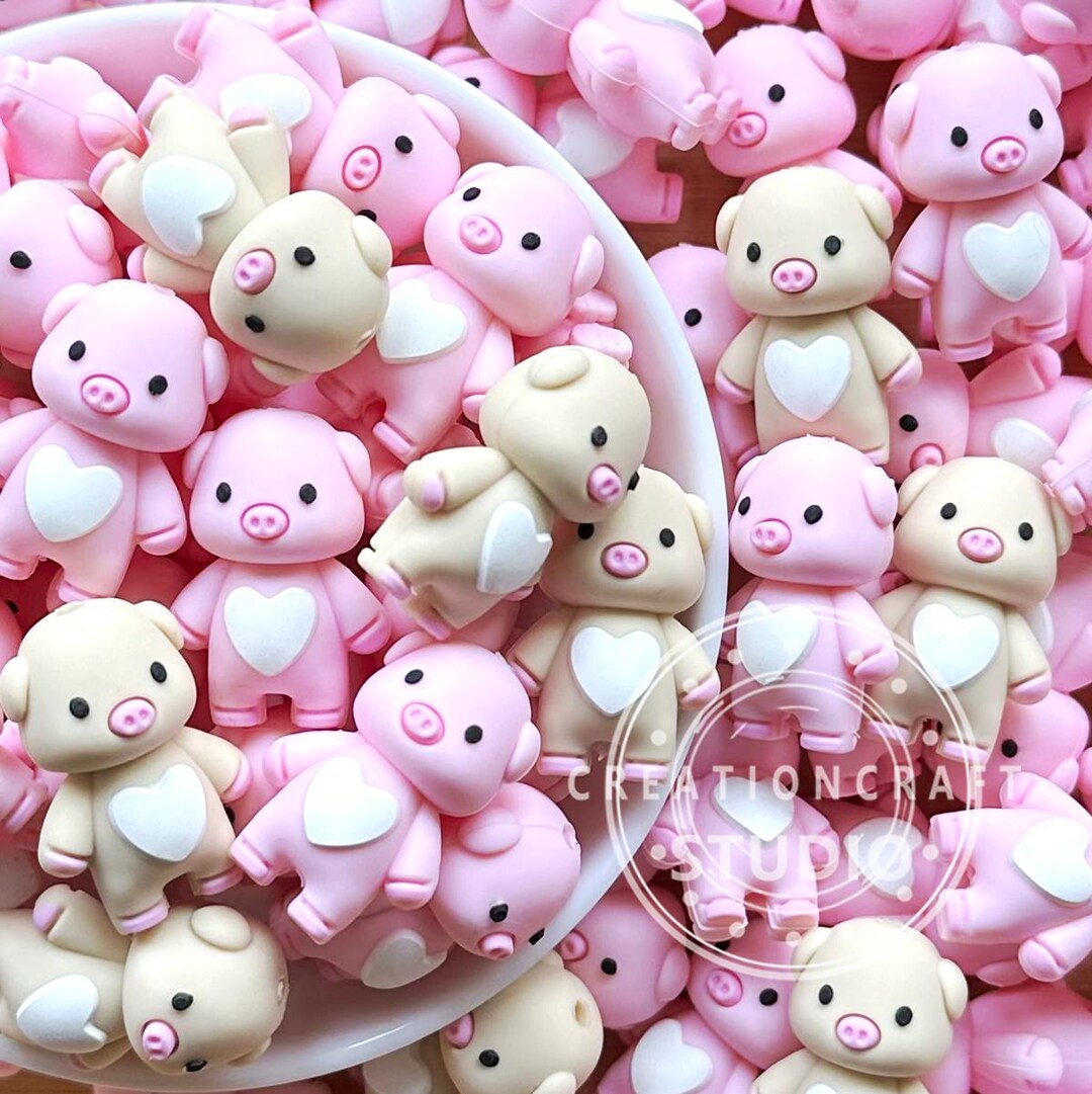 3D Pig Silicone Beads,cute Animal Pig Beads,focal Silicone Beads,pen ...