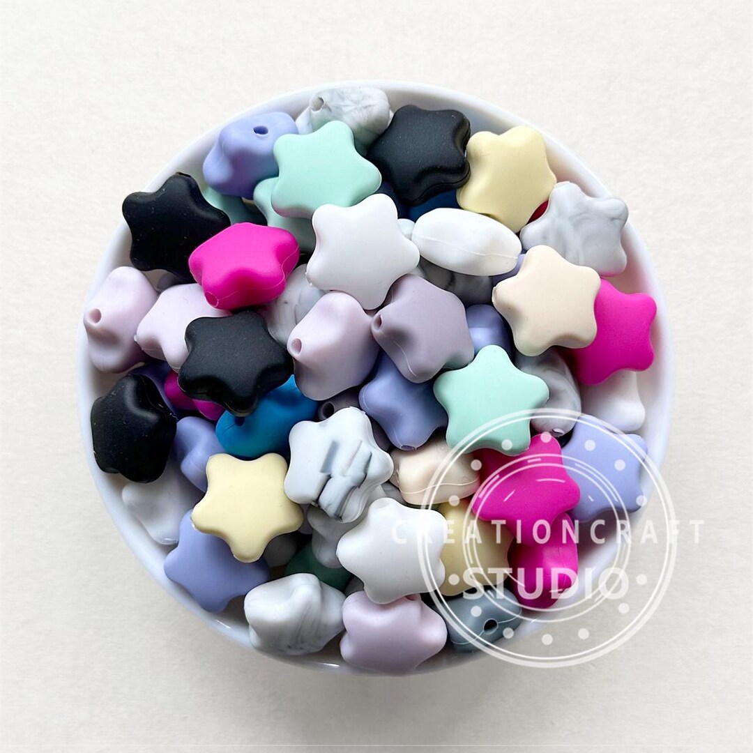 Assorted Mini Star Silicone Beads, Bulk Star Beads,star Shape Silicone ...