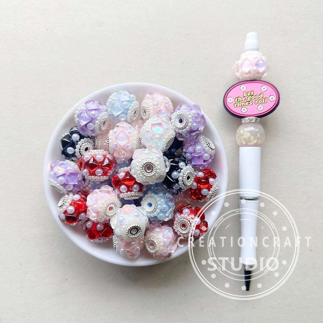 Pearl Gem Sparkling Acrylic Beads, Crystal Beads Mix, Assorted Bling ...