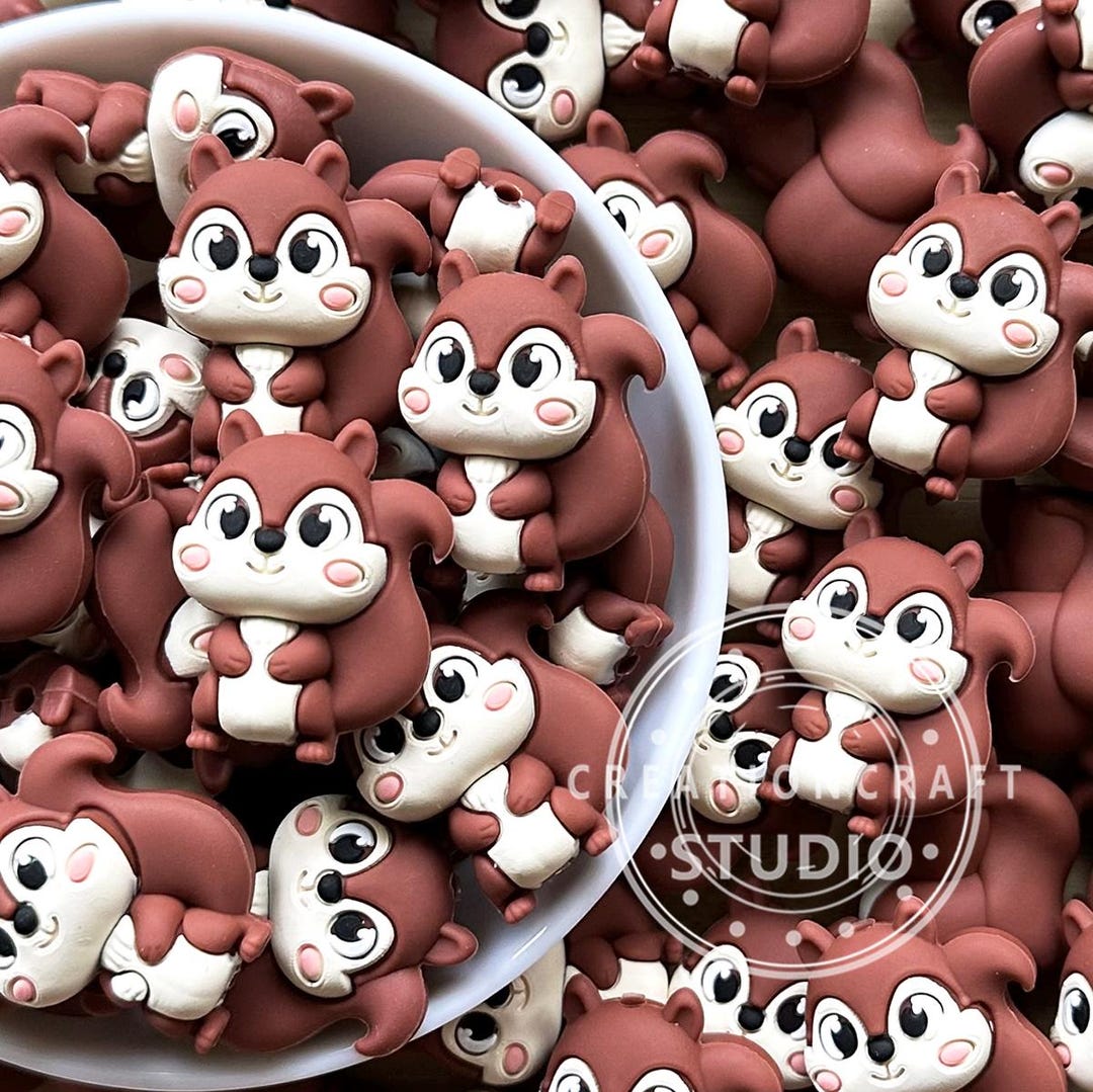 New Cute 3D Squirrel Beads,animal Silicone Focal Beads,wholesale Beads ...