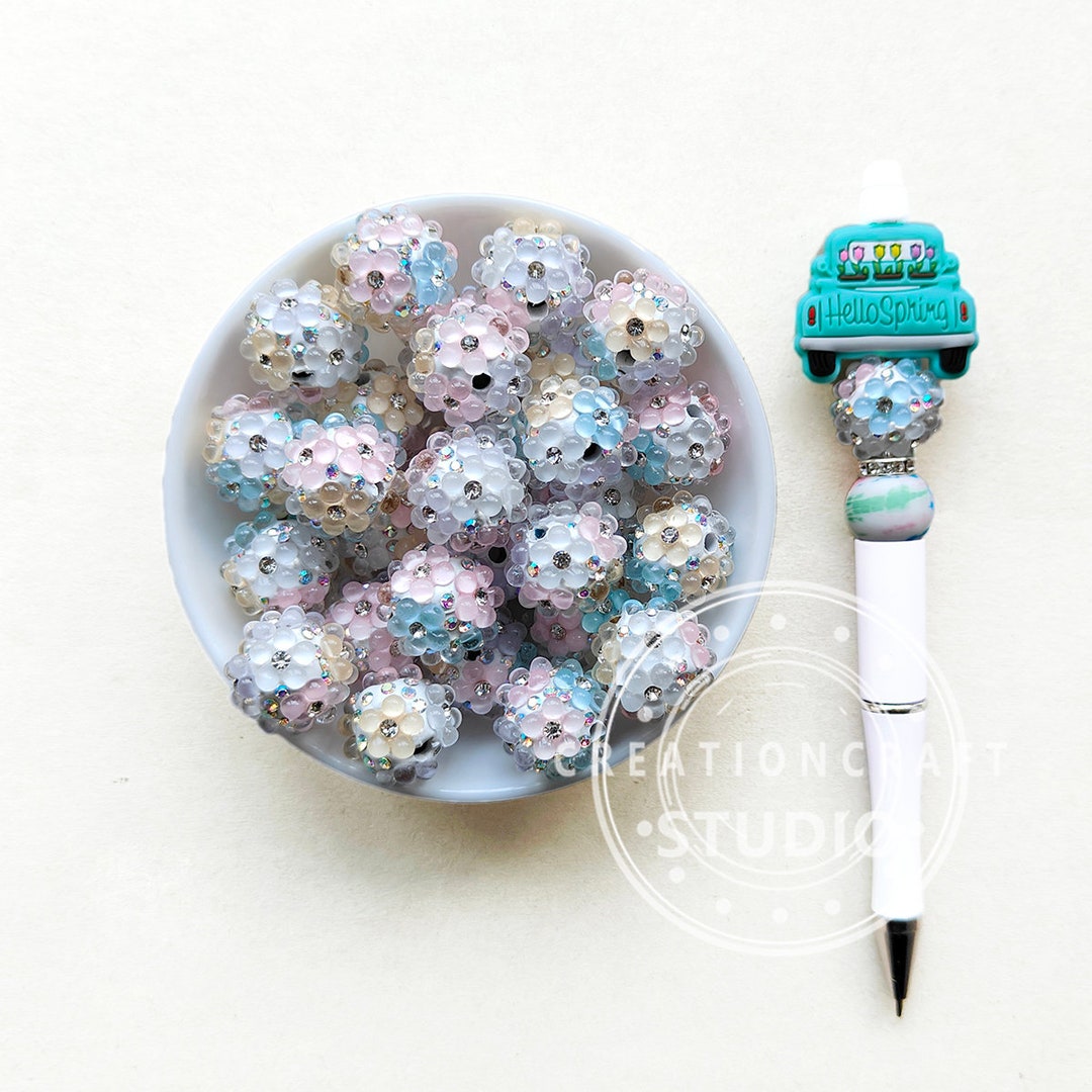 Flower Beads,20mm Rhinestone Bling Beads,fancy Beads for Pen,sparkle ...