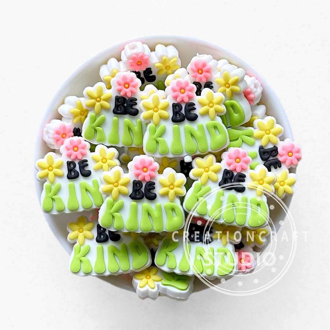 Be Kind Flower Focal Soft Beads,jewelry Beads,pen Bead - Etsy