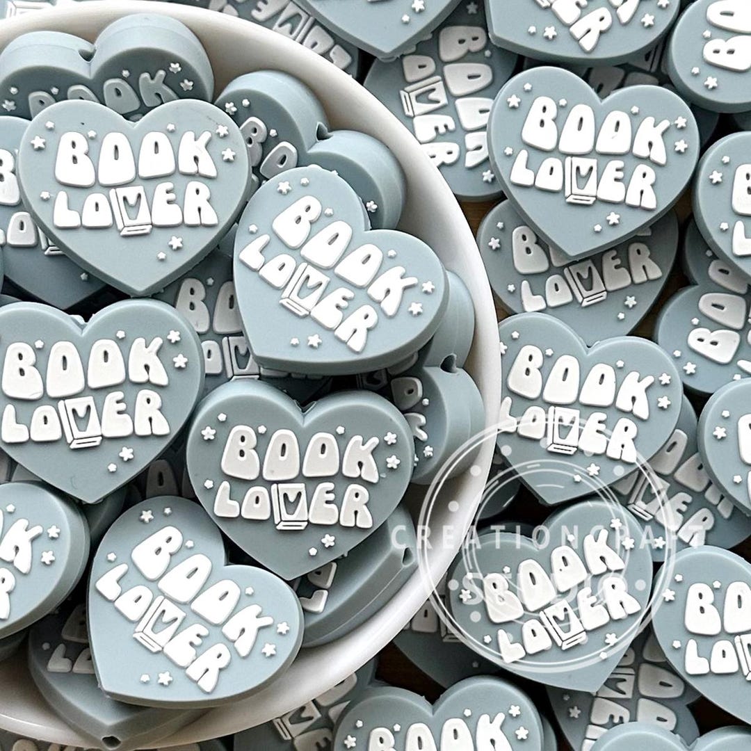 Book Lover Heart Bead,read Bead,focal Silicone Beads,beads in Bulk ...
