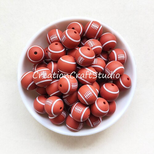15mm American Football Round Silicone Beads Football Beads - Etsy