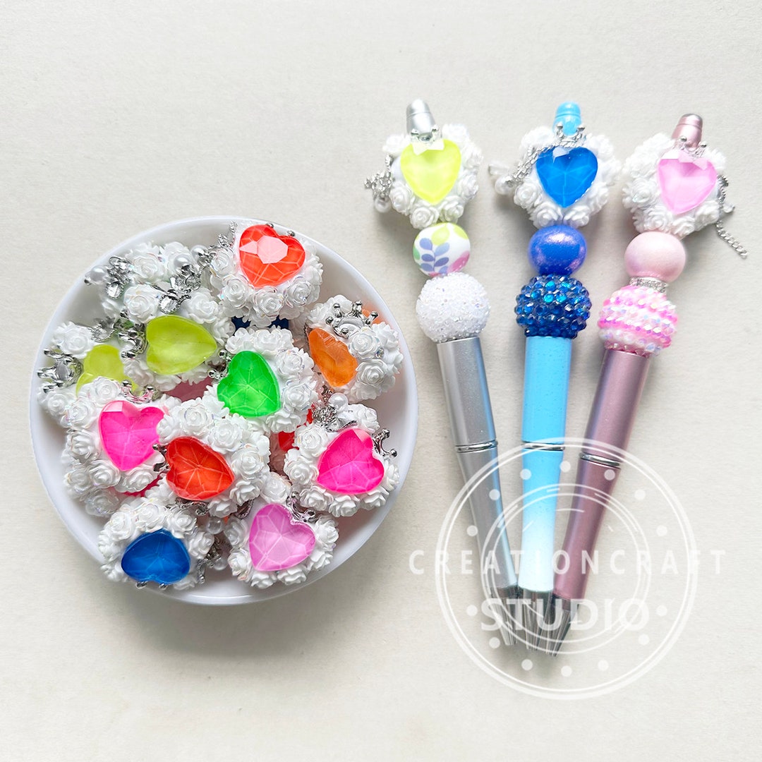 Fluorescent Heart Gem Floral Beads, Fancy Heart Polymer Clay Beads - Etsy