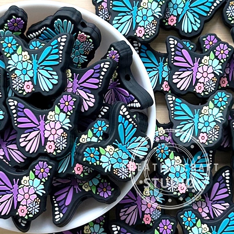 New Butterfly Floral Beads,butterfly Focal Silicone Beads,pen Focal ...