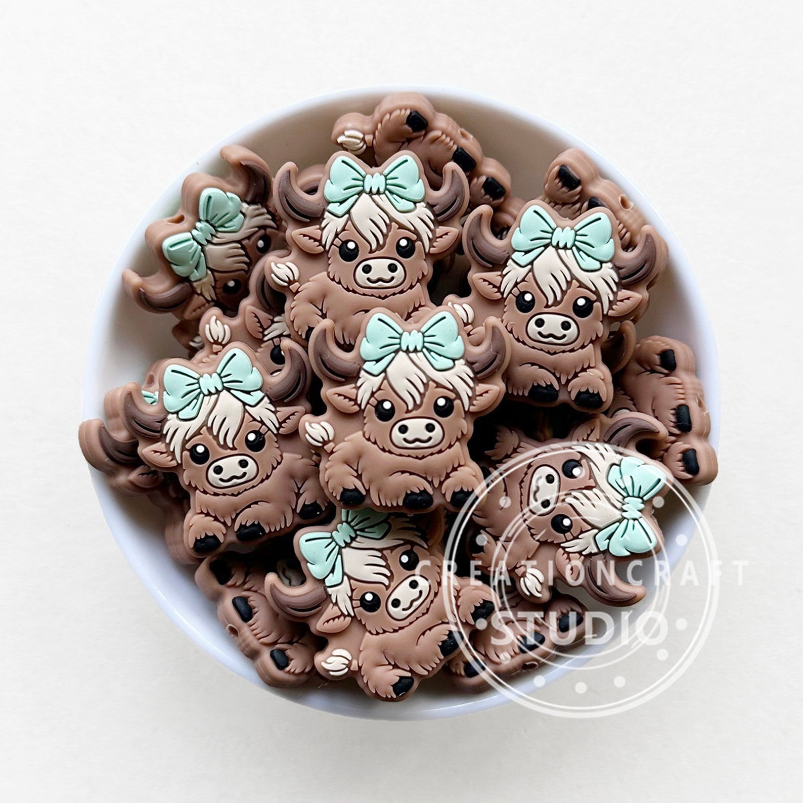 Highland Cow Beads, Animal Focal Beads, Bow Highland Cow Focal Silicone ...