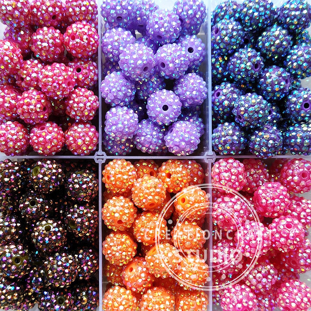 16mm Acrylic Rhinestone Beads, Shiny Round Bubblegum Beads, Gumball ...