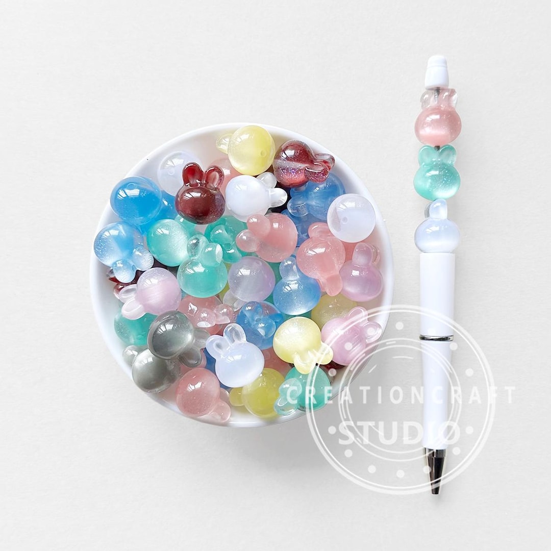 Shimmer Bunny Acrylic Focal Beads,rabbit Shape Glitter Resin Mixed ...