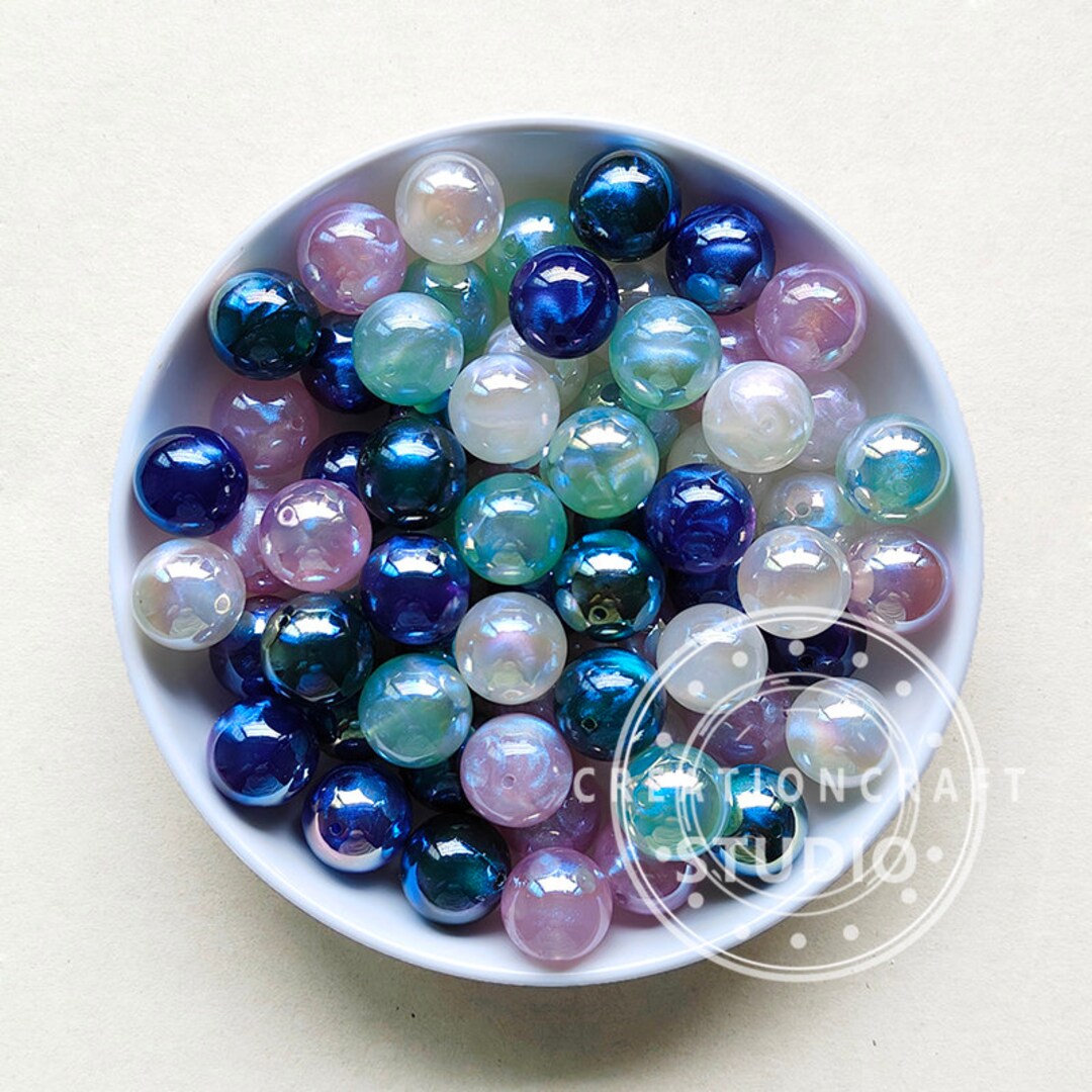 Round Faux Pearl Acrylic Beads, 20mm Shimmer Acrylic Beads, Resin Beads ...