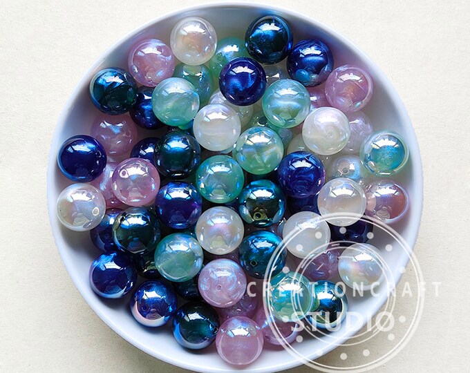 Round Faux Pearl Acrylic Beads, 20mm Shimmer Acrylic Beads, Resin Beads ...
