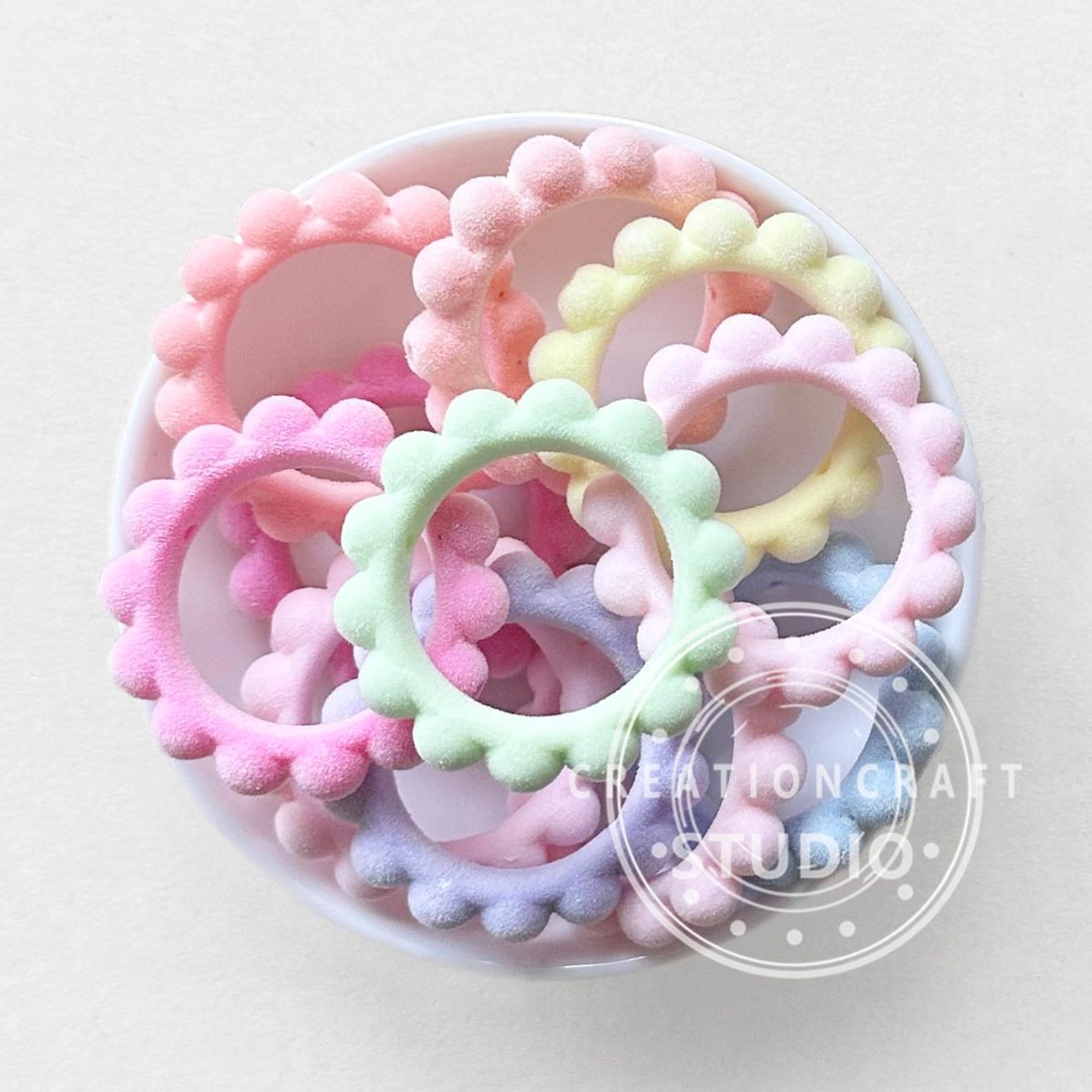 New 43mm Round Flocked Acrylic Focal Frame for Keychain,flock Circle ...