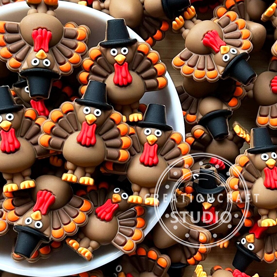 Thanksgiving 3D Turkey Focal Beads,silicone Beads,turkey Beads for ...