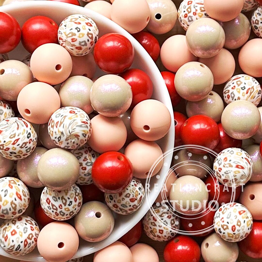 15mm Mix Bead,print Beads,round Silicone Bead Mix,loose Beads,silicone ...