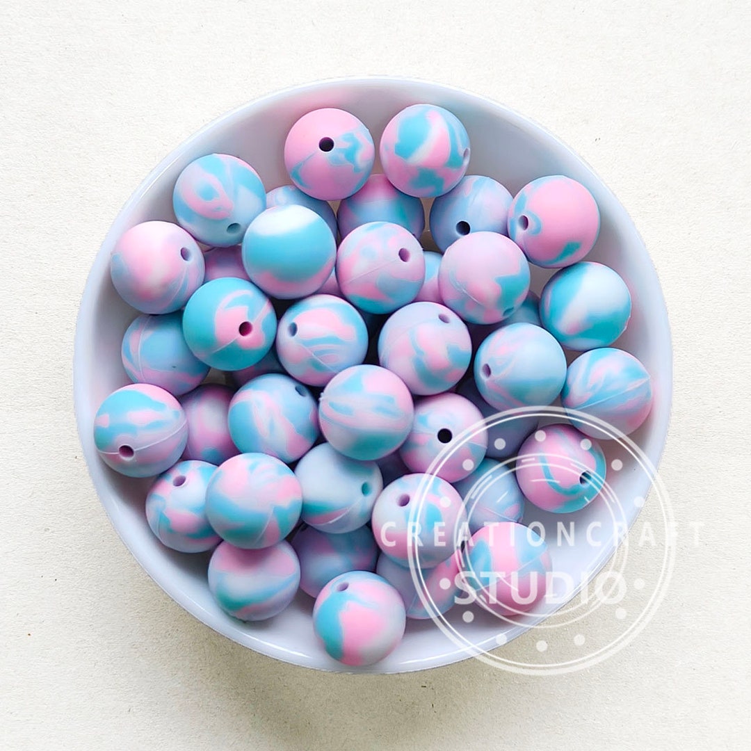 15mm Pink Blue Tie-dye Silicone Beads, DIY Necklace Making, Wholesale ...