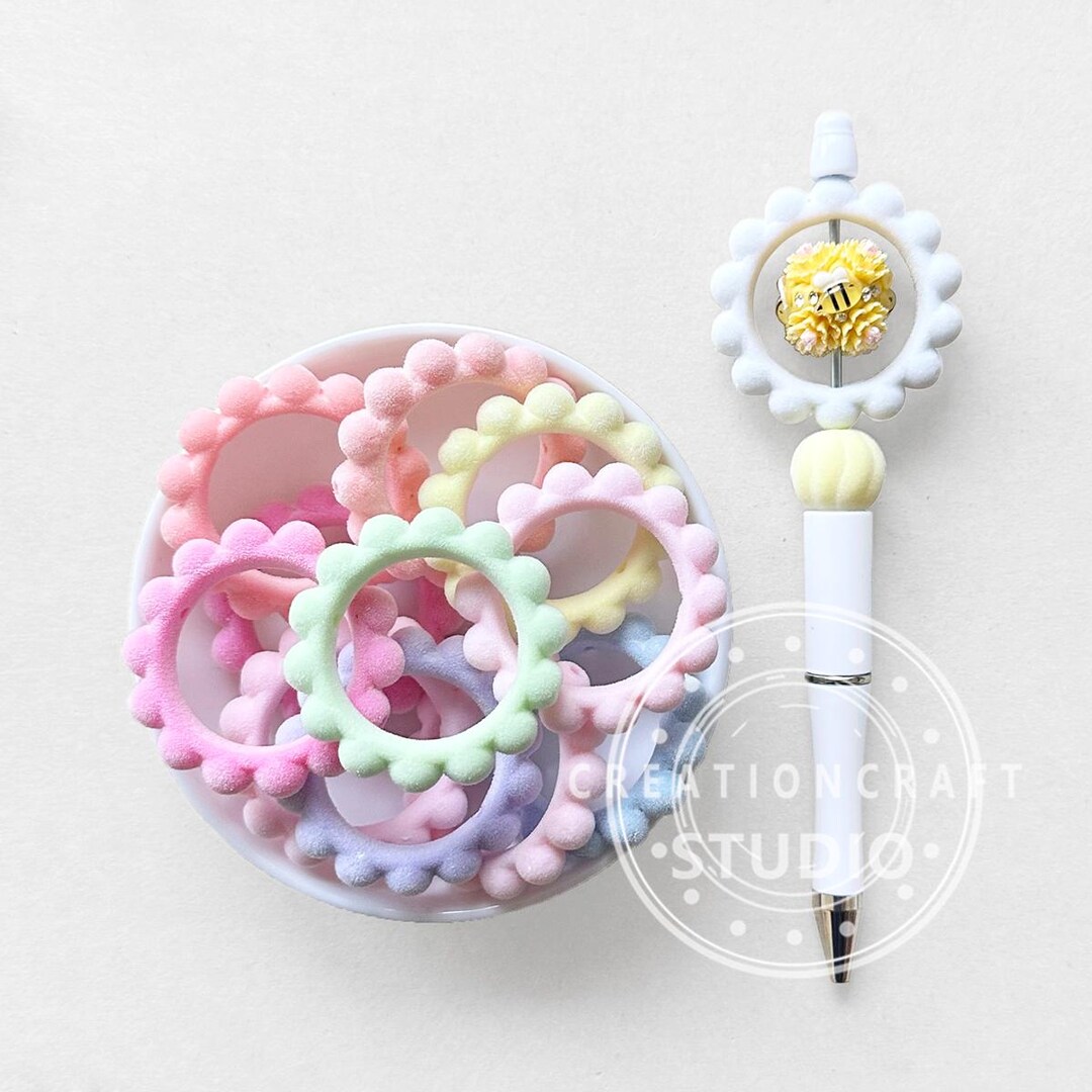 New 43mm Round Flocked Acrylic Focal Frame for Keychain,flock Circle ...