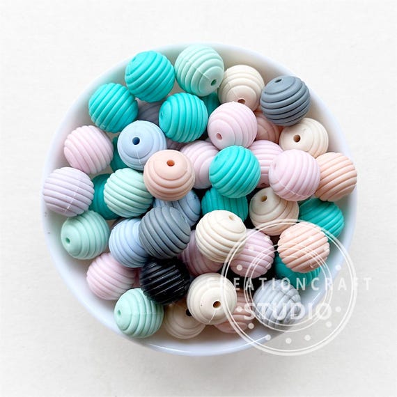 15mm Spiral Silicone Beads Mix Color Beads Beehive Spacer Beads Bulk for Jewelry Making
