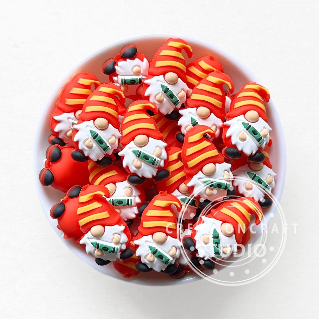 3D Gnome Focal Beads for Teacher Jewelry Diy,silicone Beads,gnome Beads ...