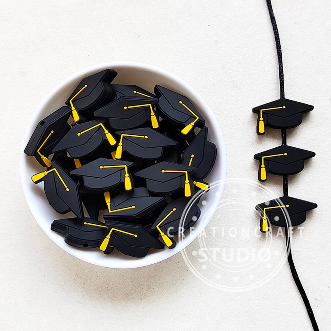 Bulk Silicone Beads, Senior Year Graduation Hat Beads, Academic Cap ...
