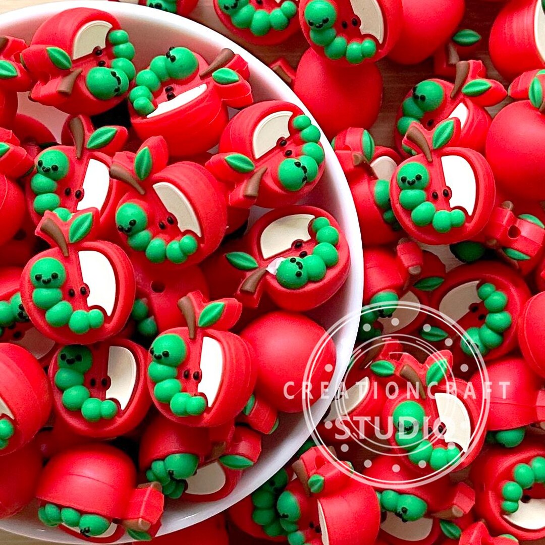 3D Worm Apple Beads,3d Apple Focal Beads,for Beadable Jewelry,focal ...