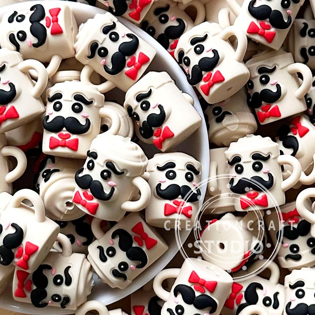 3D Moustache Mug Silicone Beads,coffee Cup Focal Beads,for Dad Gift - Etsy