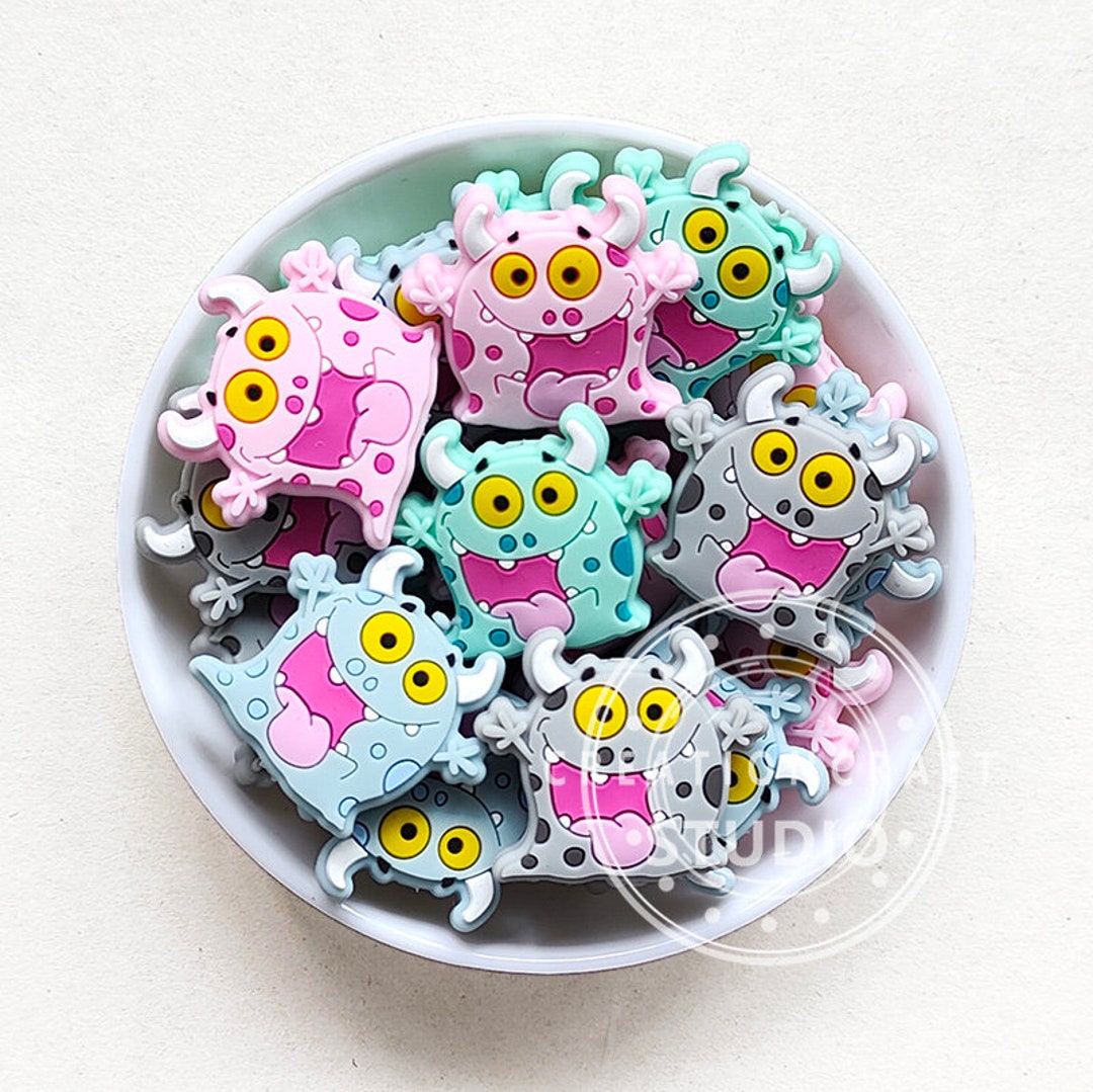 1-50pcs Happy Monster Silicone Focal Beads, Wholesale Silicone Beads ...