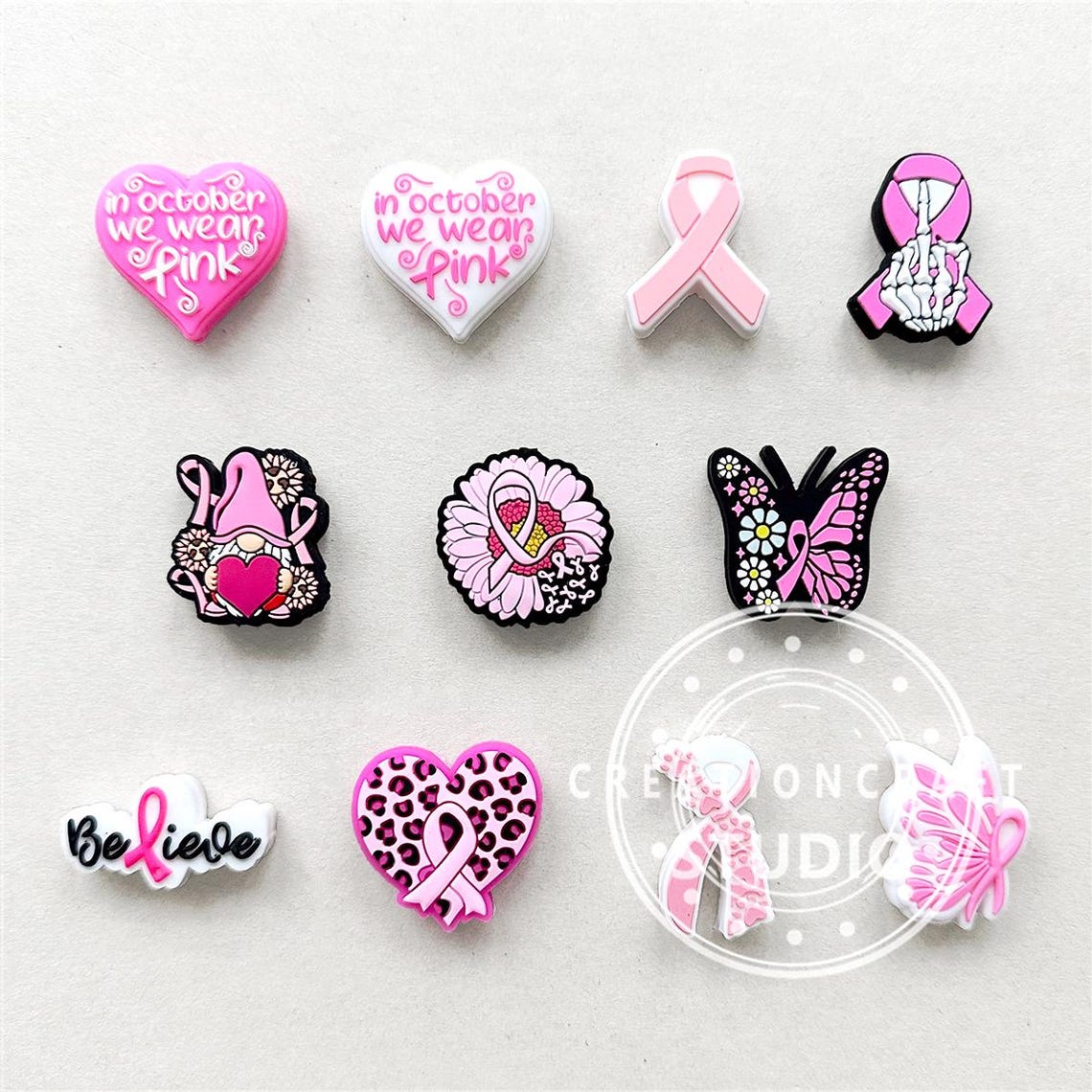 Pink Ribbon Beads, Breast Cancer Awareness Focal Silicone Beads,focal ...