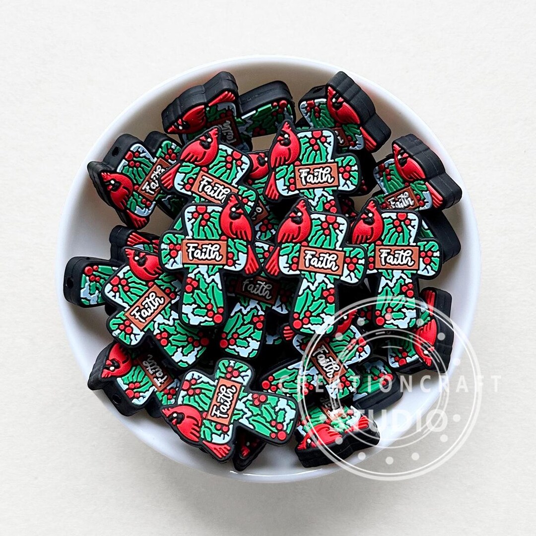 Cardinal Faith Cross Focal Beads,bulk Beads,diy Beadable Pen Keychain ...
