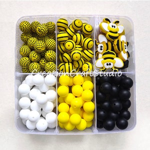 162pcs Bee Assorted Silicone Beads Kit, Bee Silicone Beads, Focal Beads ...