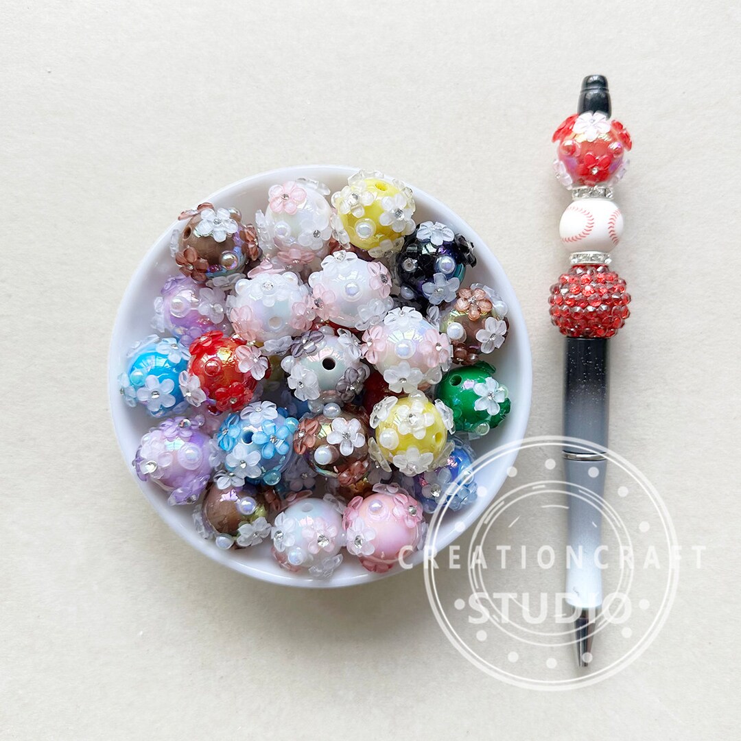 20mm Flower Ball Resin Beads, Gumball Beads, Floral Beads,fancy Beads - Etsy